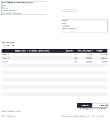 Modèle Devis Micro-Entrepreneur GRATUIT (Excel, Google Doc)